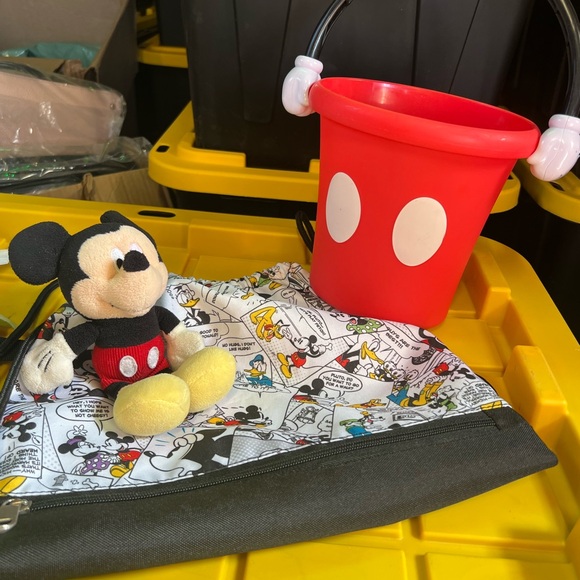 Disney | Bags | Mickey Mouse Plush And Red Bucket Set With A Disney ...